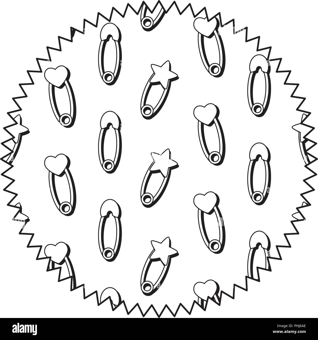 seal stamp with baby pins pattern over white background, vector ...