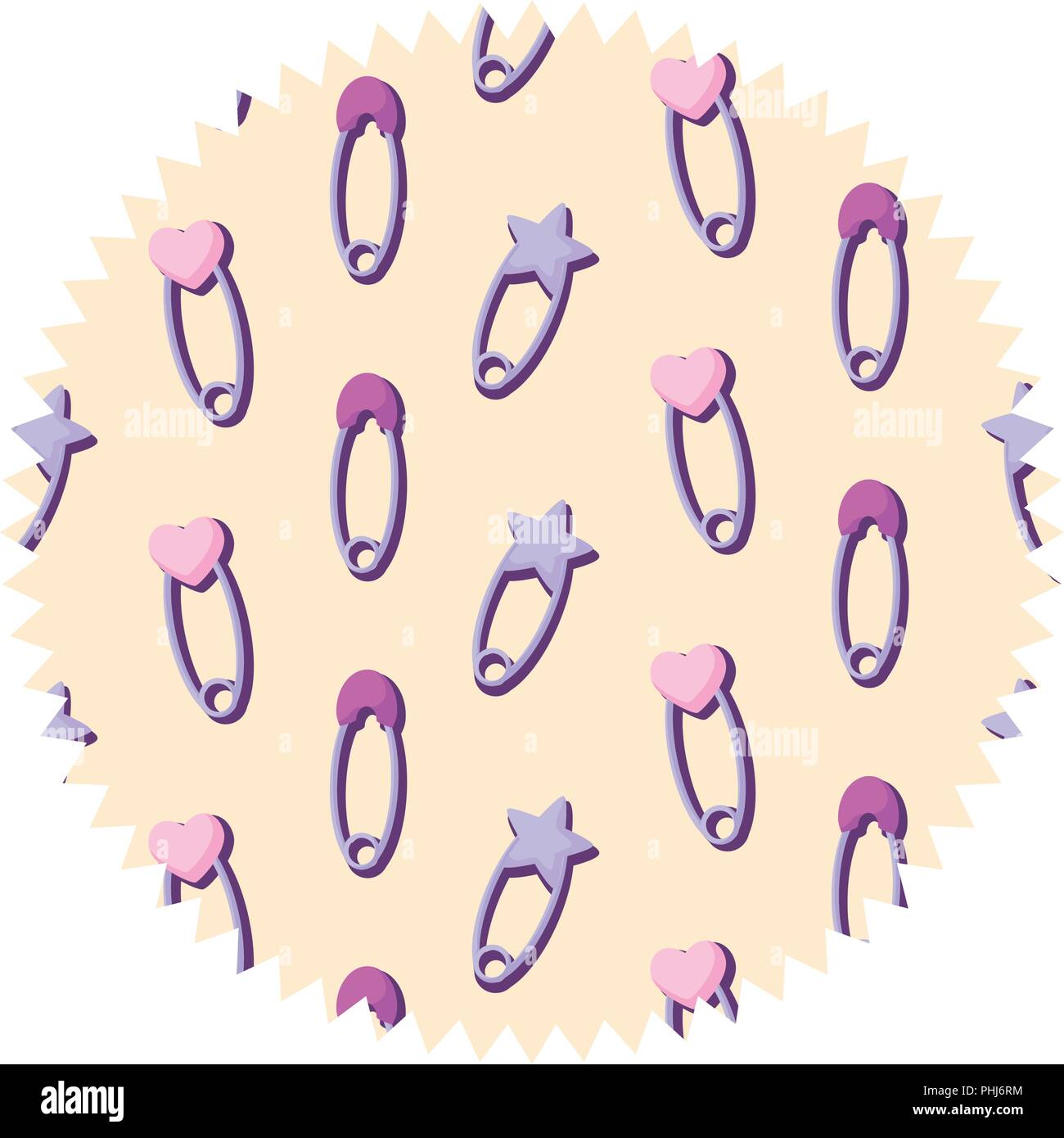seal stamp with baby pins pattern over white background, vector ...