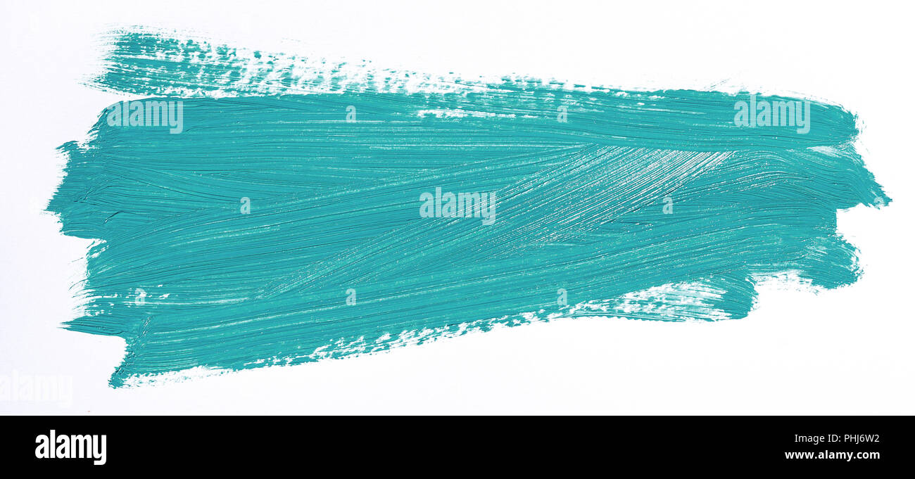 Turquoise brush stroke isolated over white background Stock Photo - Alamy
