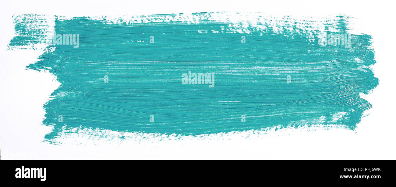 Turquoise brush stroke isolated over white background Stock Photo - Alamy