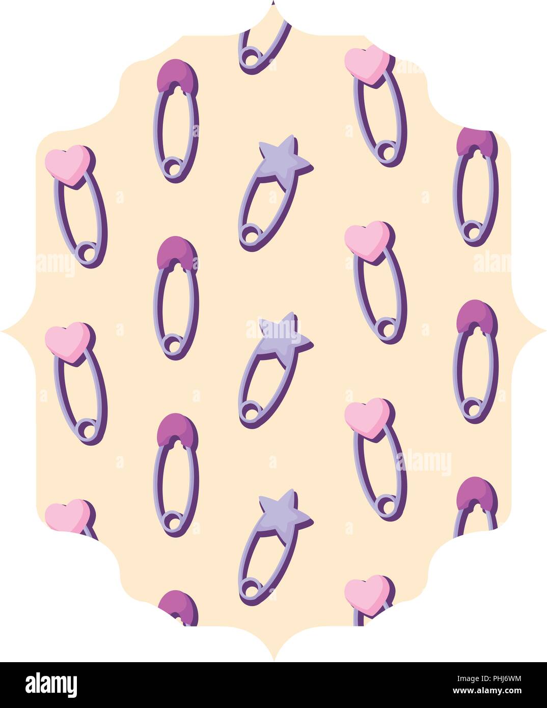 arabic frame with baby pins pattern over white background, vector ...