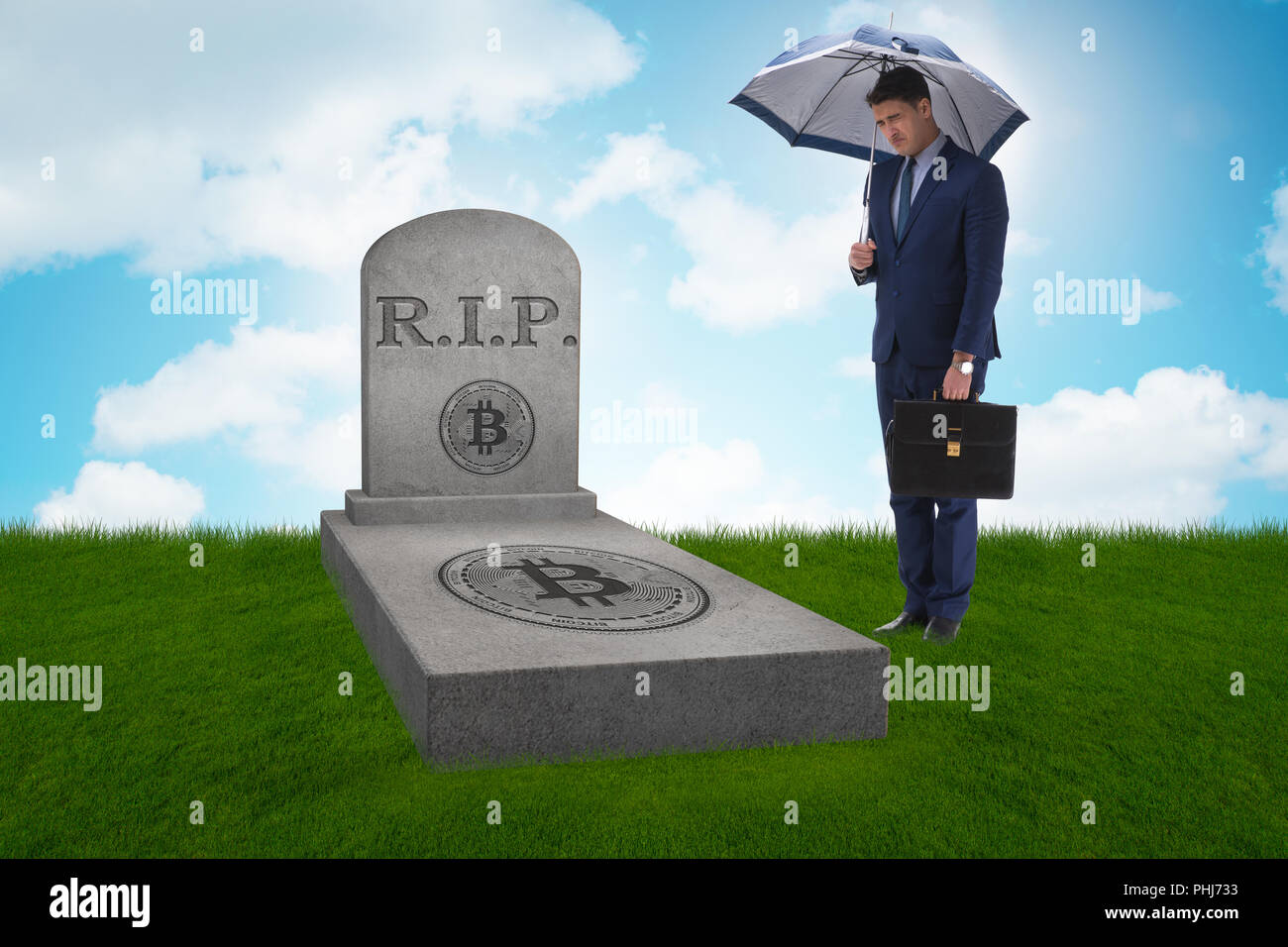 Businessman mourning the demise and death of bitcoin Stock Photo - Alamy