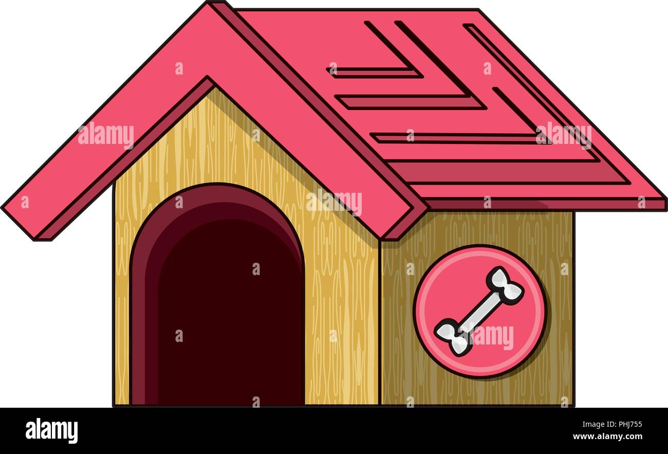 cute dog house with bone icon over white background, vector ...