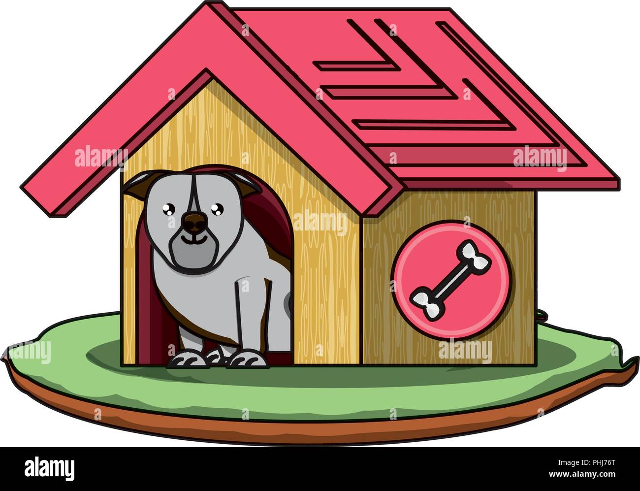 dog house with cute bulldog icon over white background, vector ...