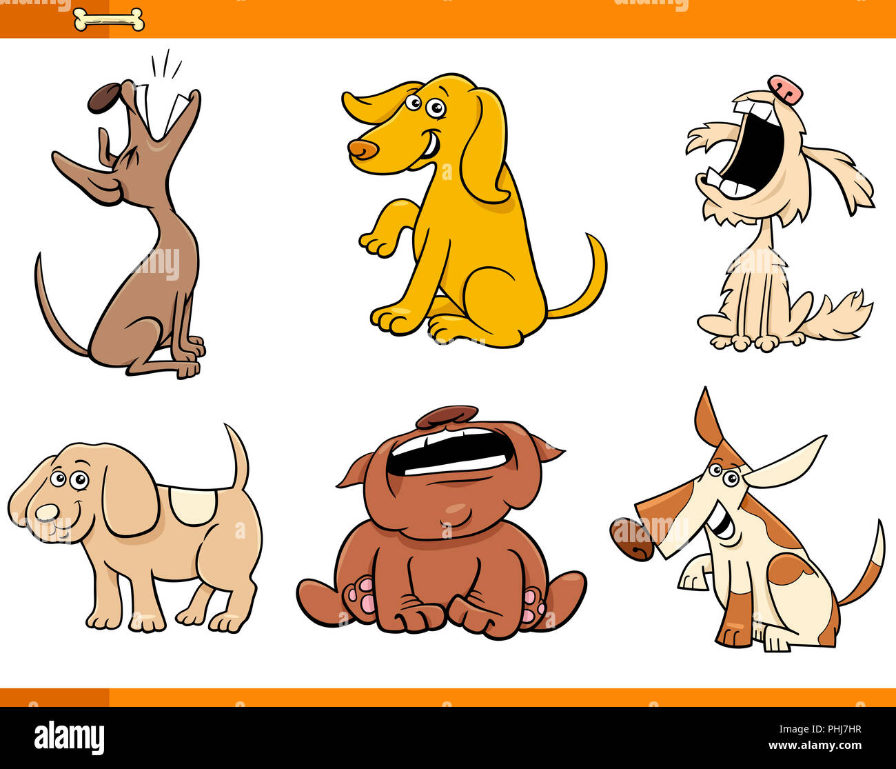funny comic dogs cartoon characters set Stock Photo - Alamy