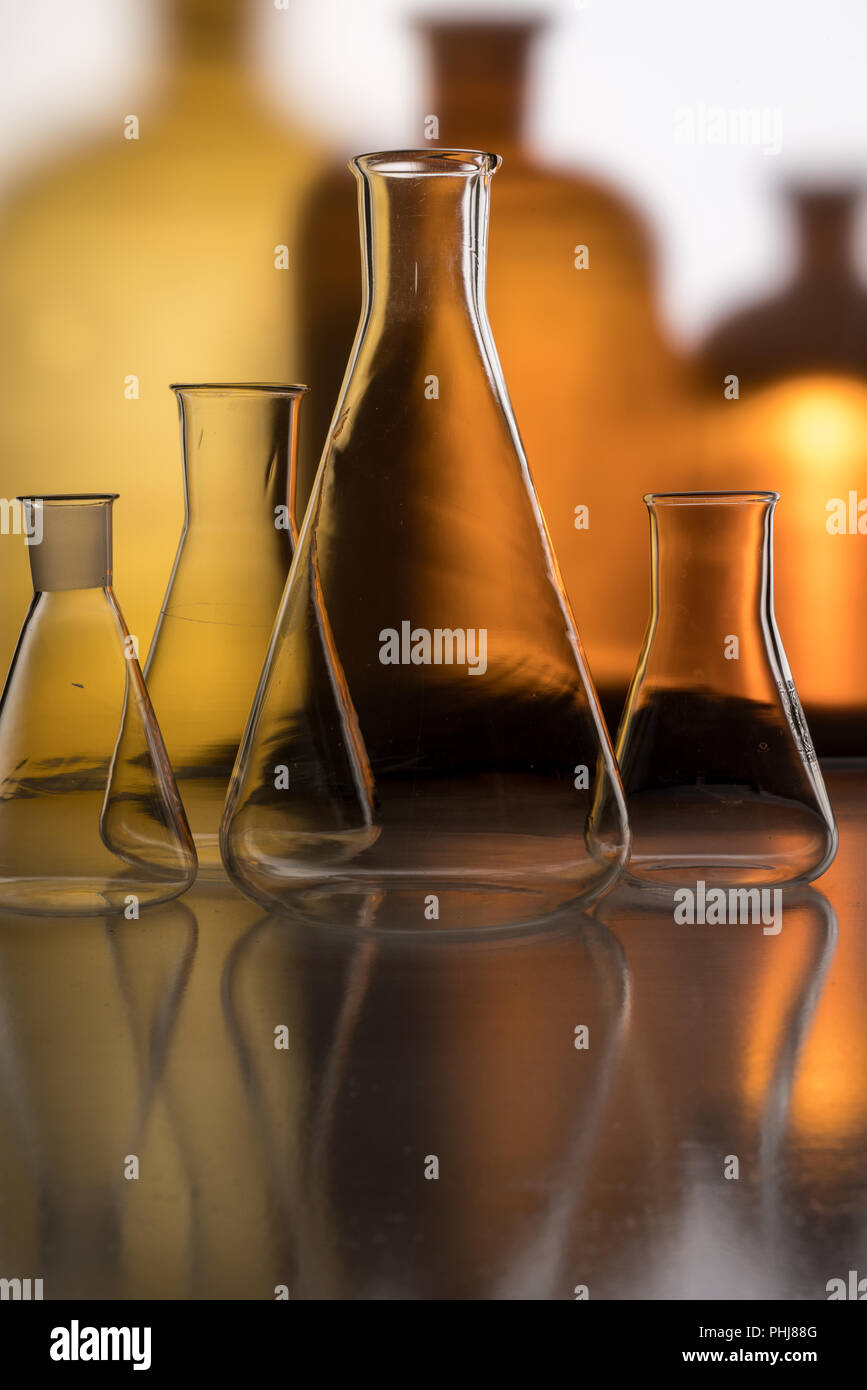 Pharmaceutical glass jars in the laboratory Stock Photo - Alamy
