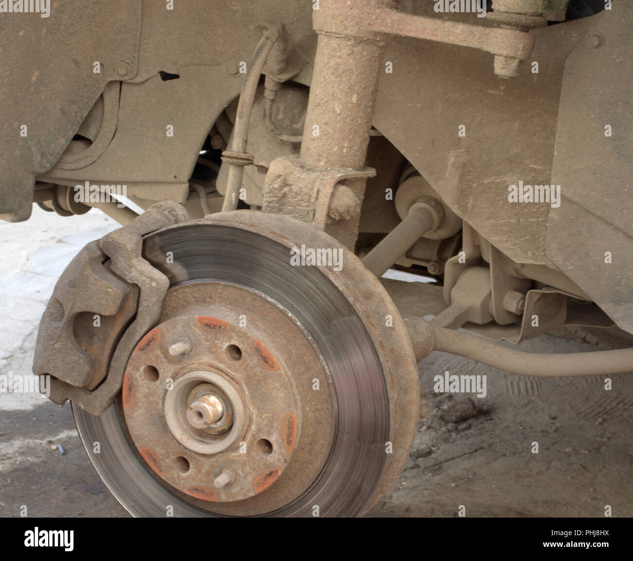 disc brake car. front suspension repair. front-wheel drive vehicle ...