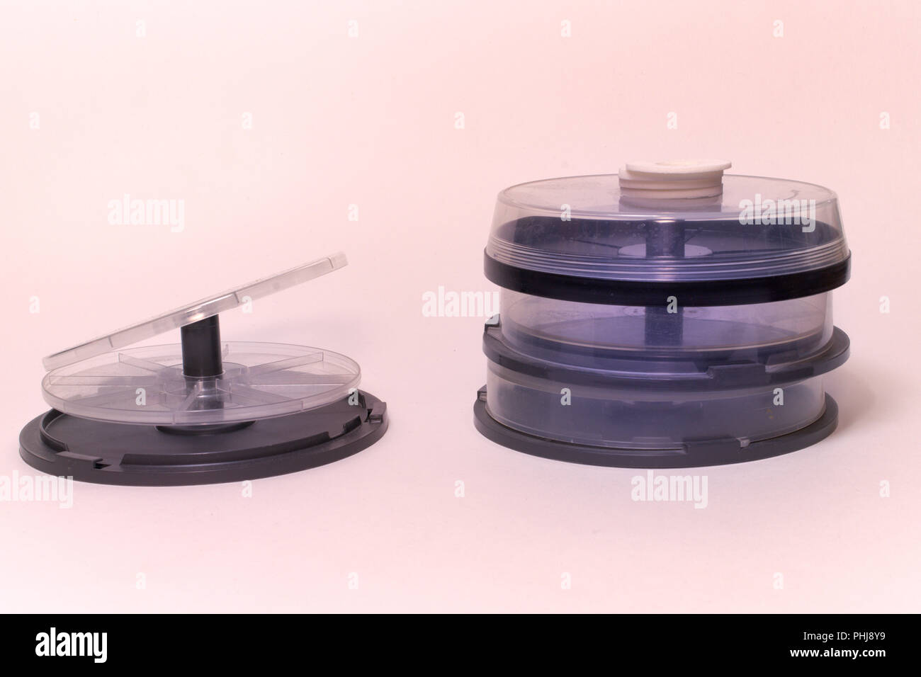 cd cake box. empty storage for keeping CDs DVDs BD on spindel Stock ...