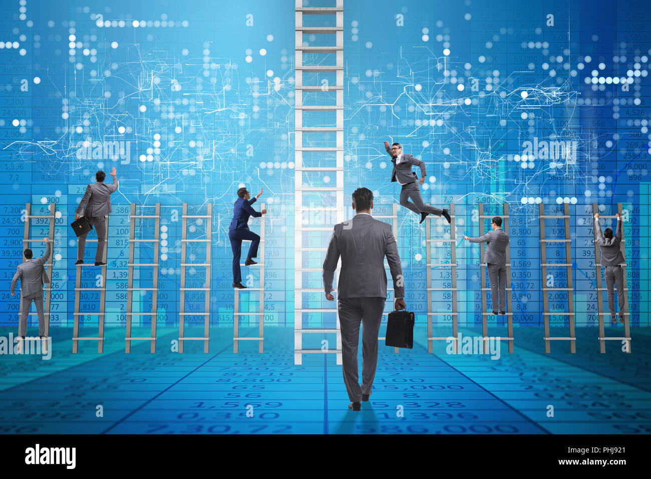 Competition concept with businessman beating competitors Stock Photo ...