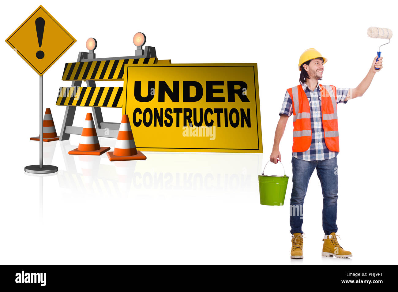 Under construction road sign with man Cut Out Stock Images & Pictures ...