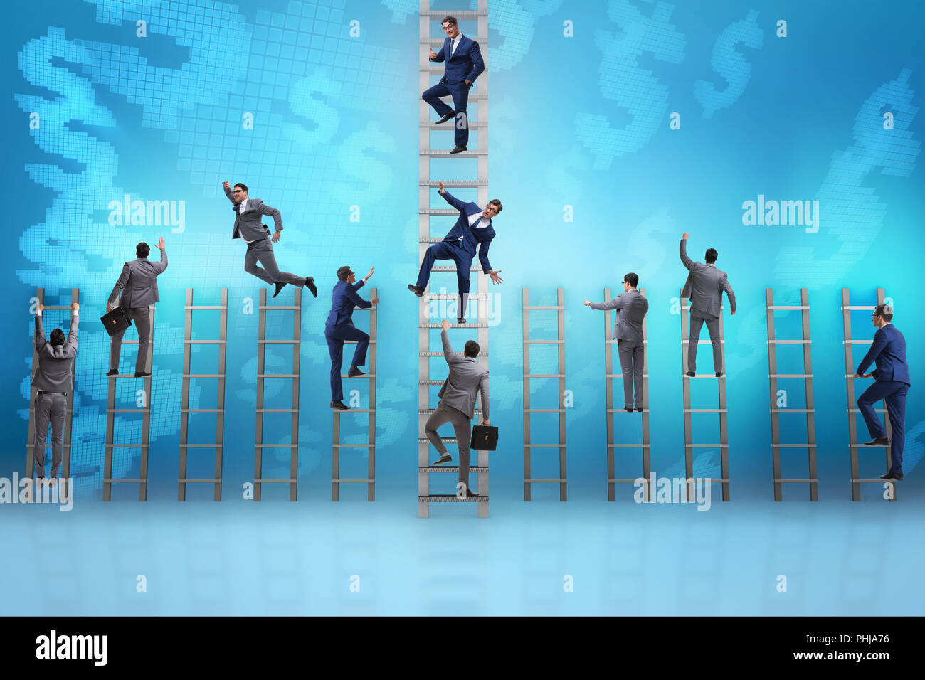 Competition concept with businessman beating competitors Stock Photo ...