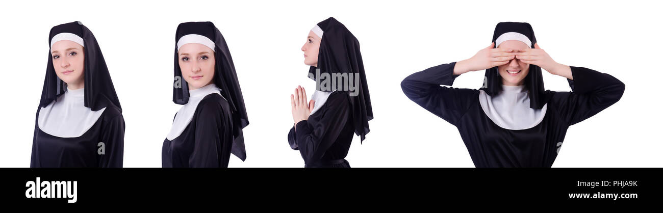 Nun isolated on the white background Stock Photo - Alamy