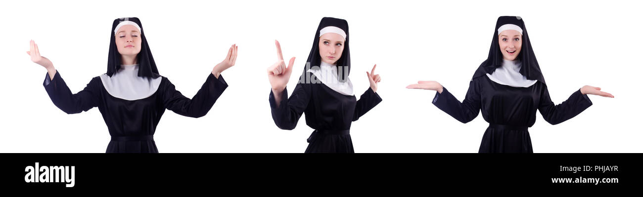 Nun isolated on the white background Stock Photo - Alamy