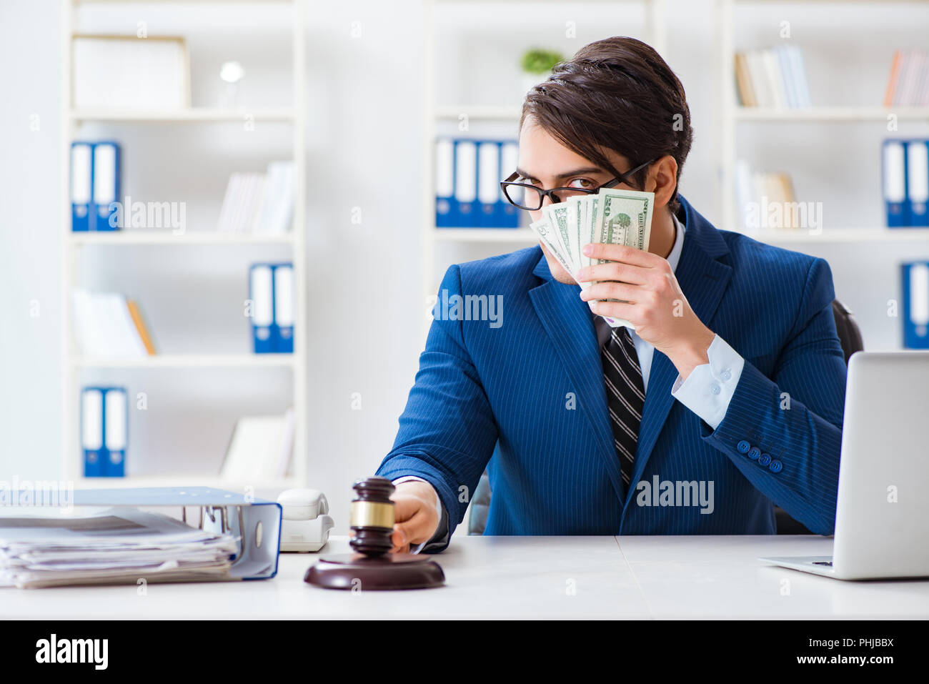 Lawyer receiving money as bribe Stock Photo - Alamy
