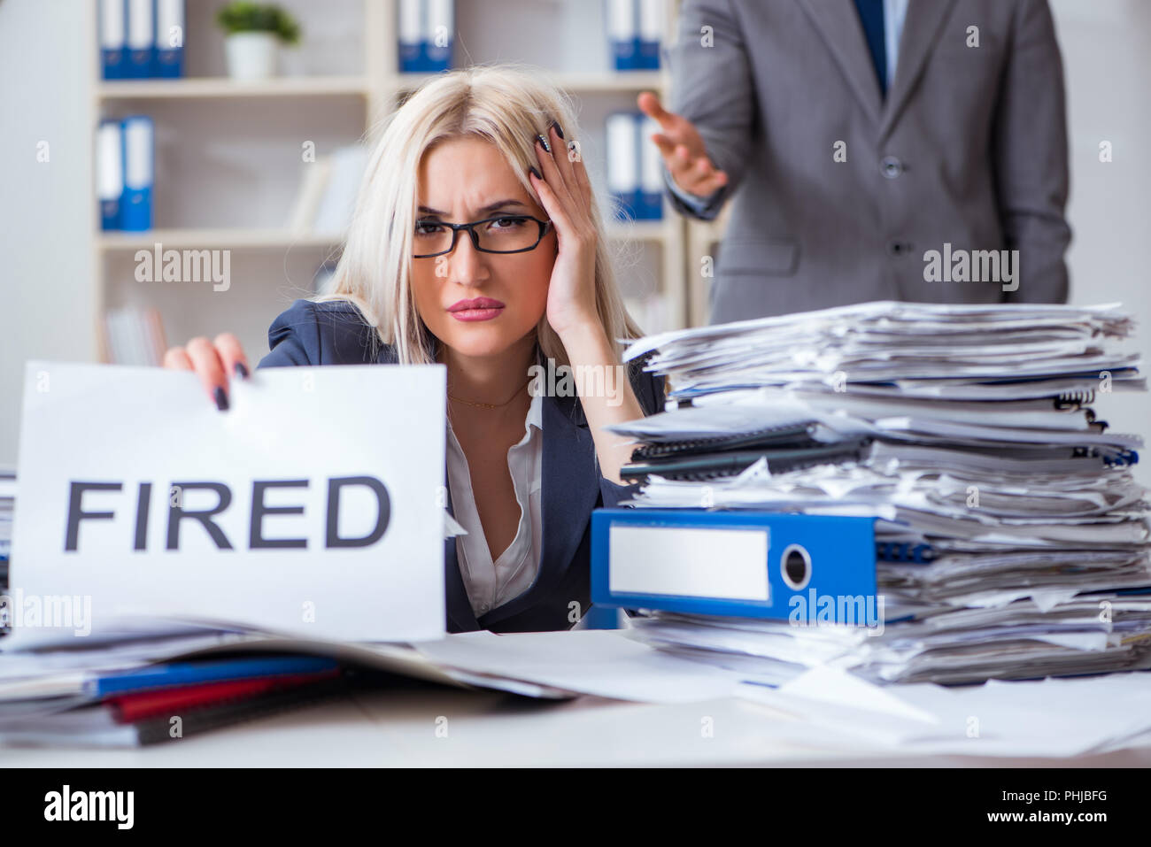Angry boss yelling at his assistant secretary hi-res stock photography ...