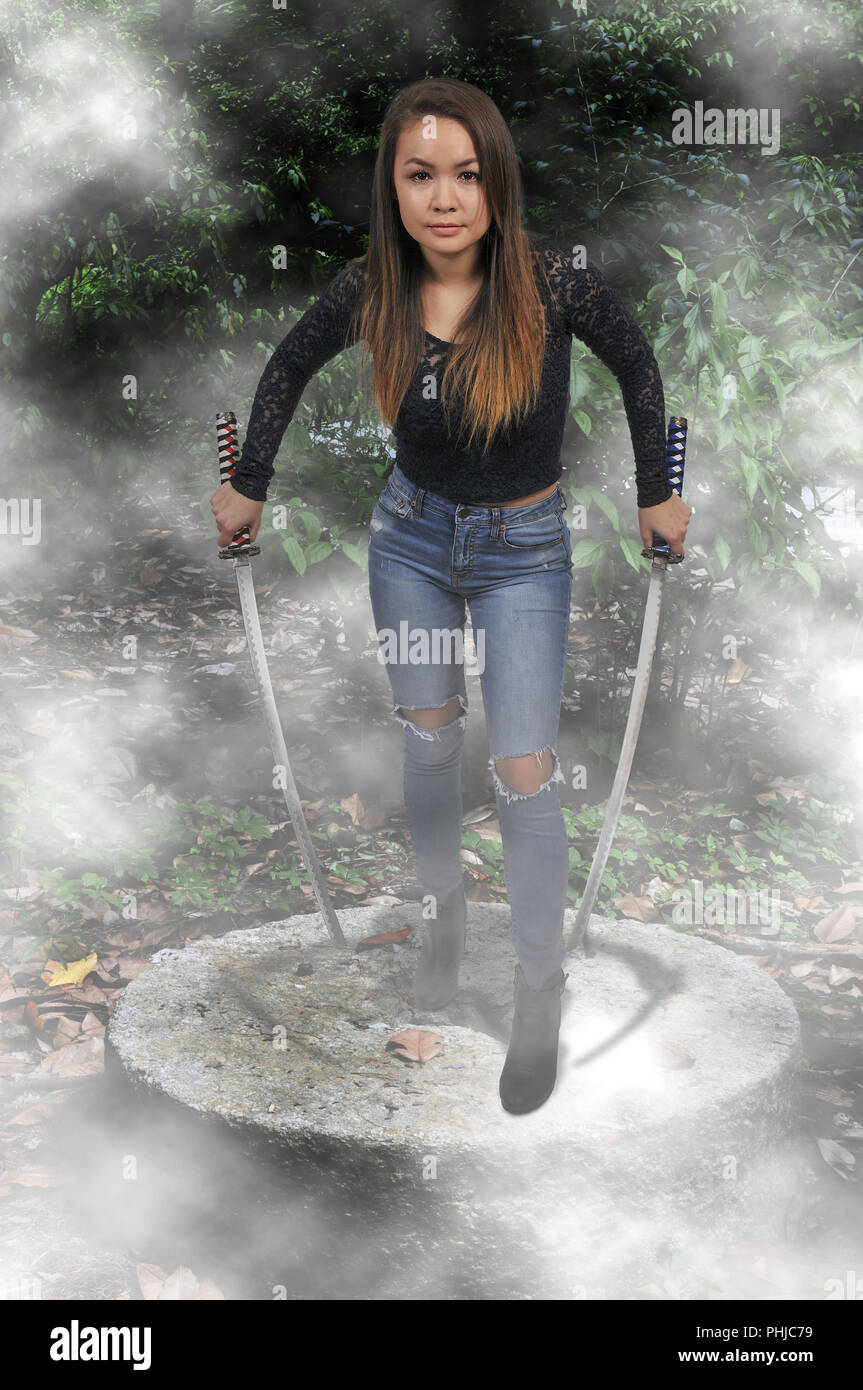 Woman Samurai Swordsman Stock Photo - Alamy