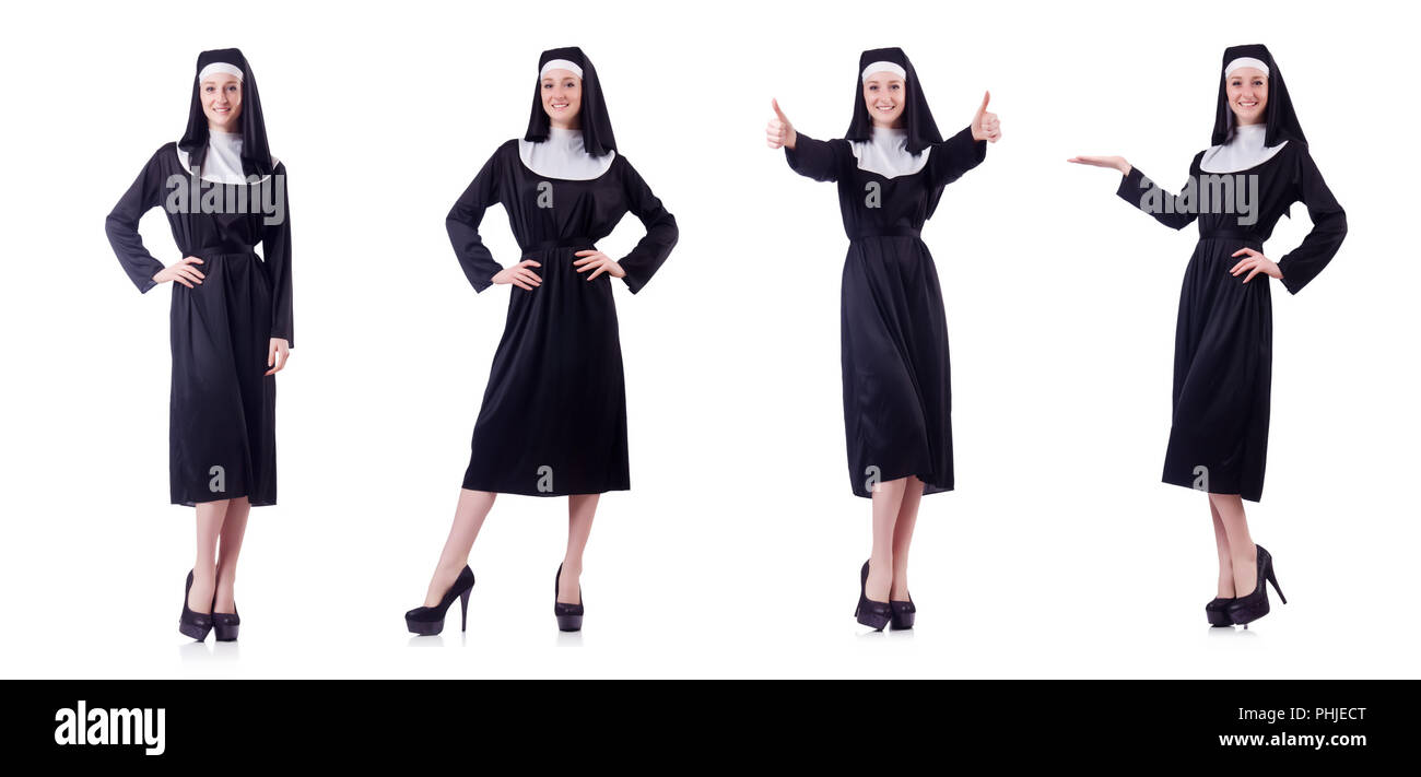 Nun isolated on the white background Stock Photo - Alamy