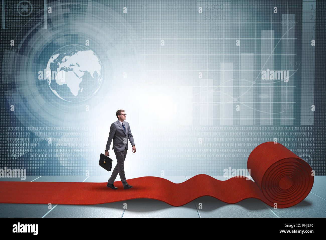 Businessman walking on red carpet Stock Photo - Alamy