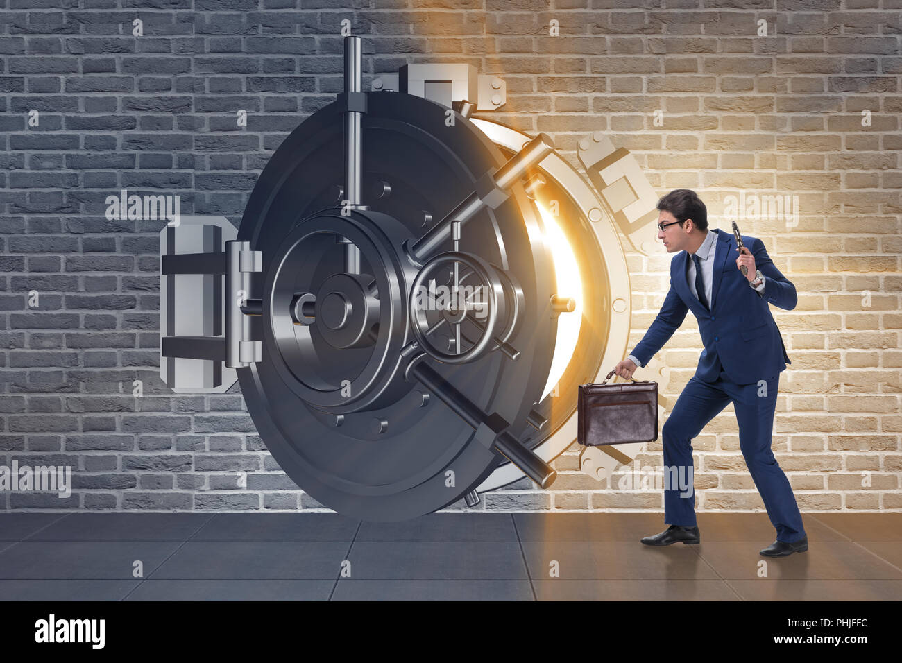 Man with gun stealing money from bank Stock Photo - Alamy