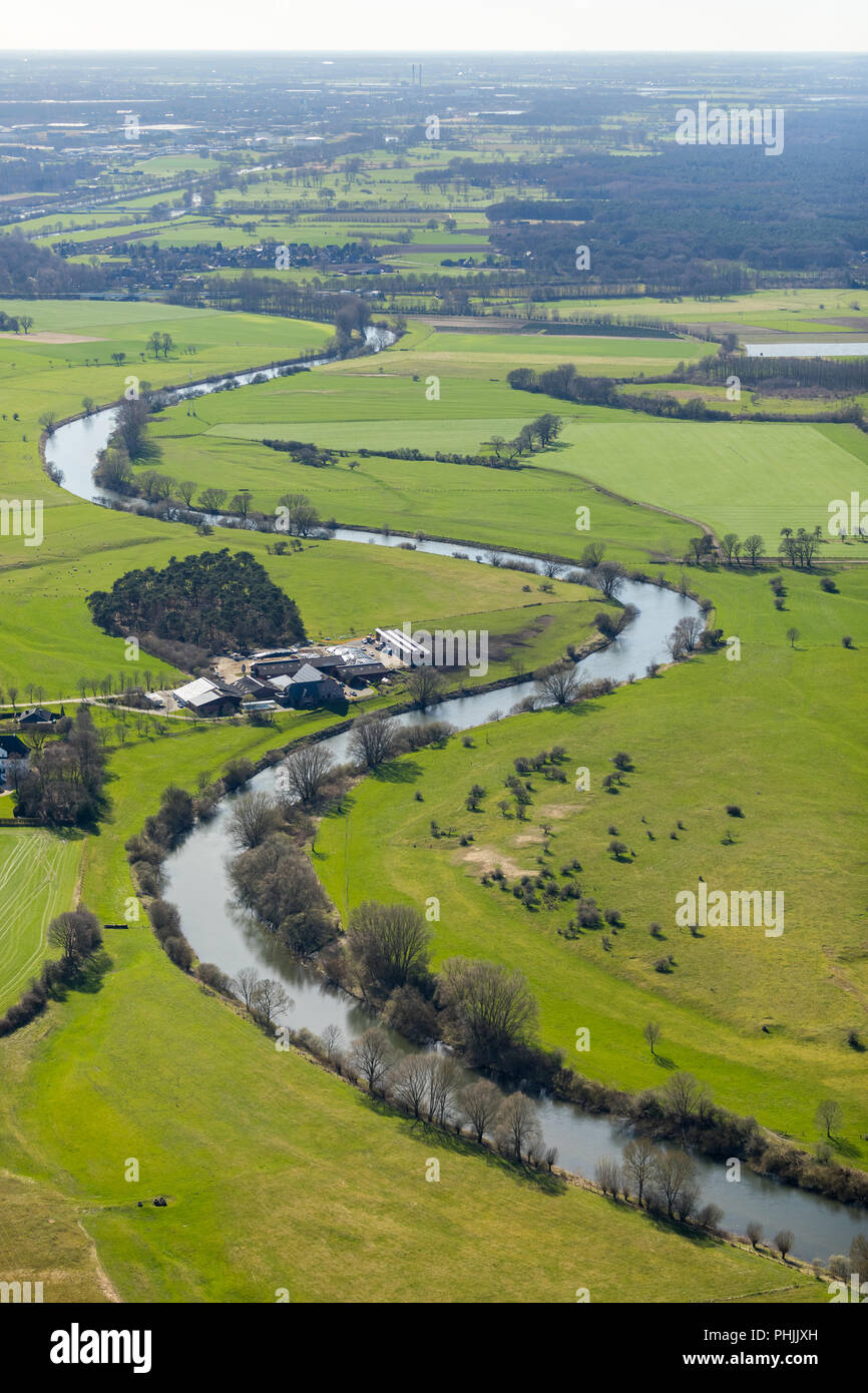Fluss lippe auf der stadtgrenze zwischen schermbeck und hunxe hi-res ...