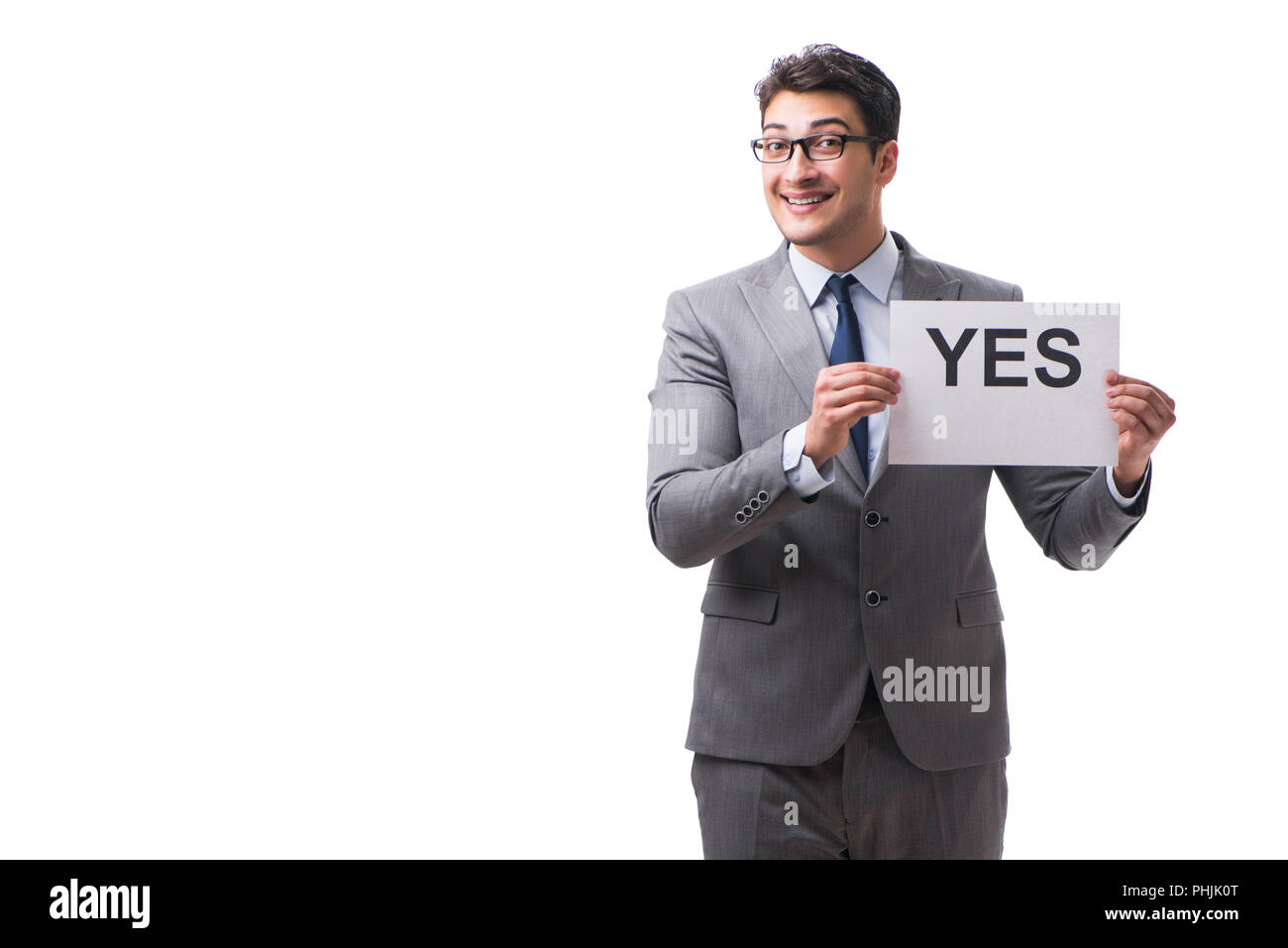 Businessman in positive yes answer isolated on white background Stock ...