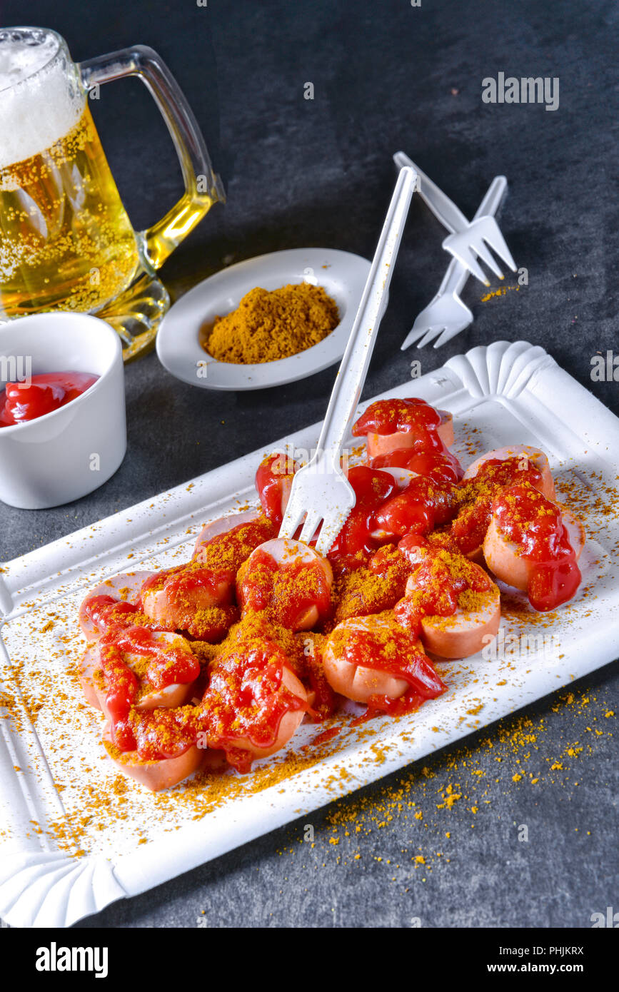 curry bockwurst with beer Stock Photo - Alamy