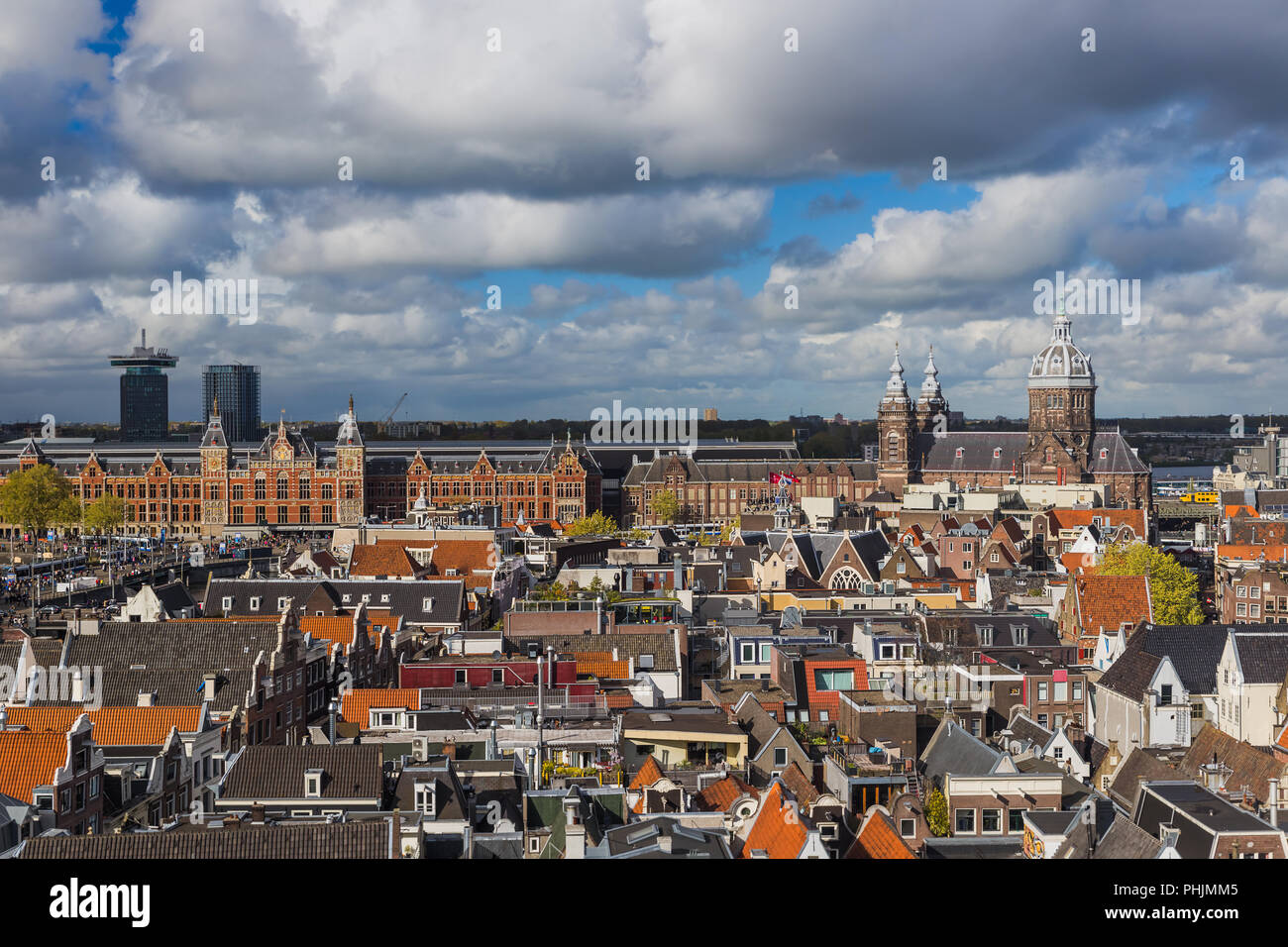 Amsterdam downtown skyline cityscape sunset hi-res stock photography ...