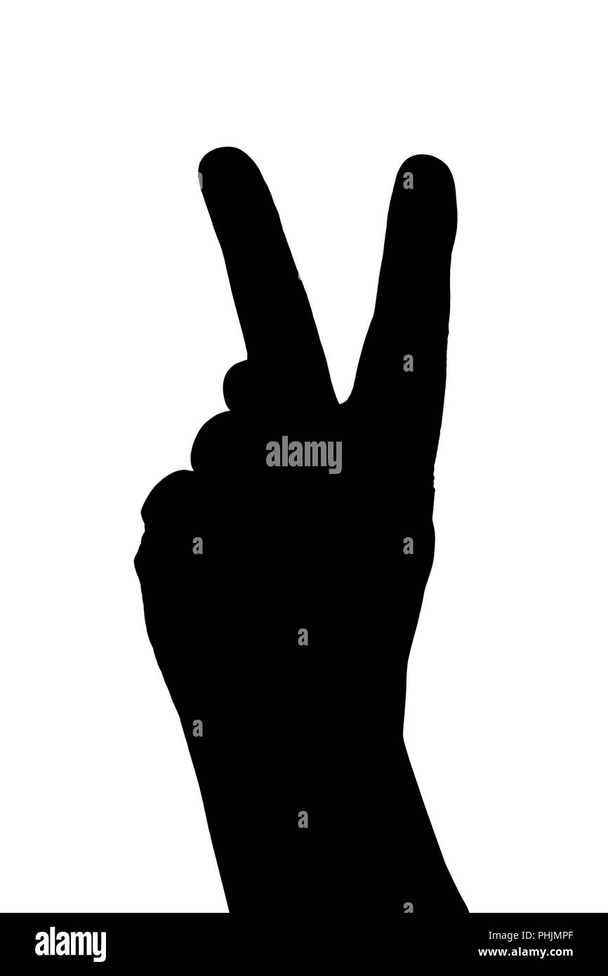 Hand gesture symbol victory Black and White Stock Photos & Images - Alamy