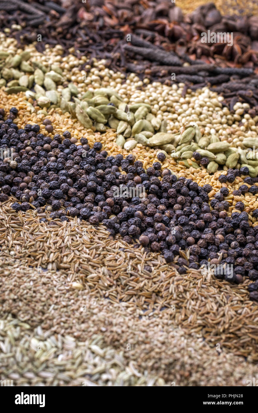 Traditional international grain and seed as spice as close-up Stock ...