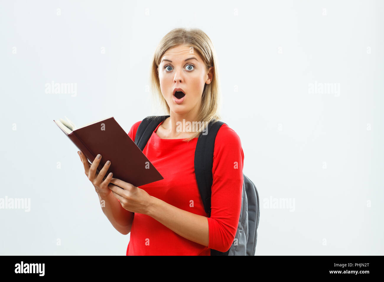 Open backpack surprised school hi-res stock photography and images - Alamy