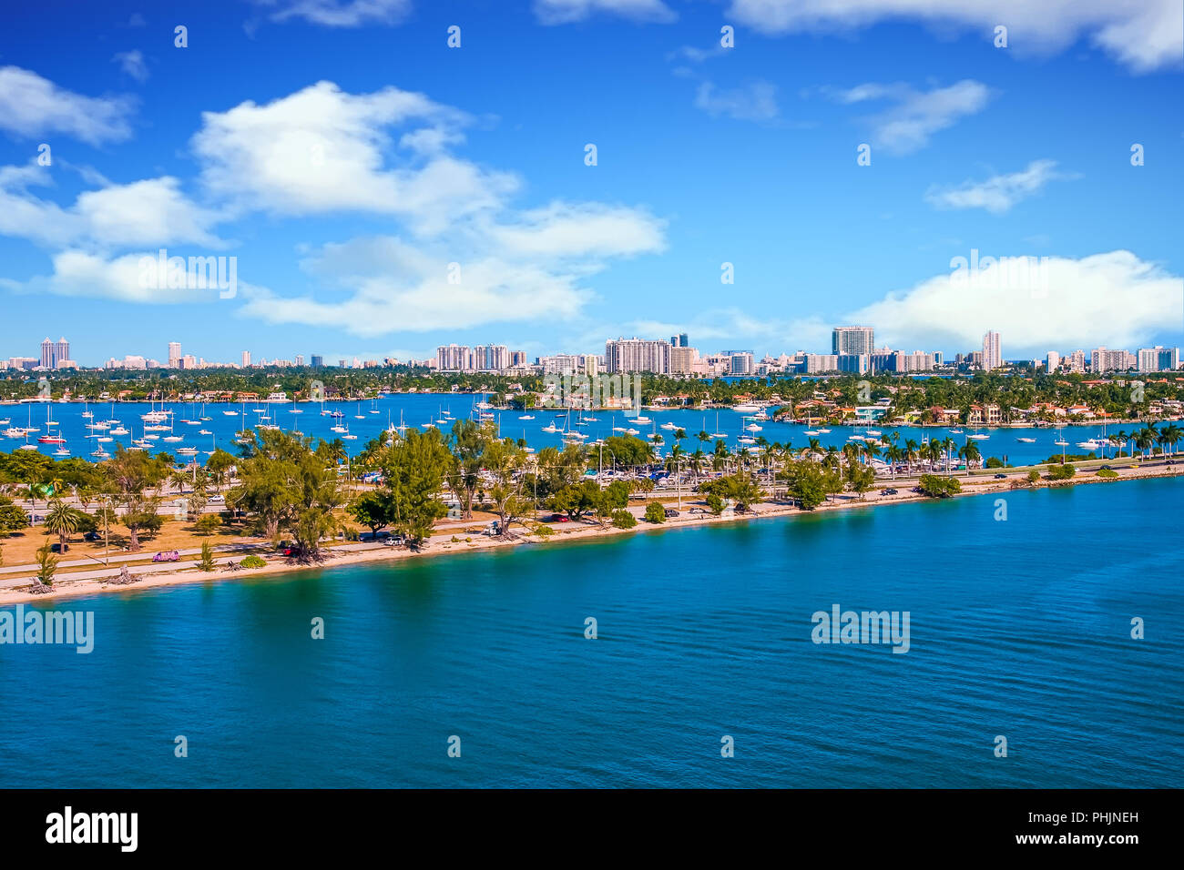Road through Biscayne Bay in Miami Florida Stock Photo - Alamy