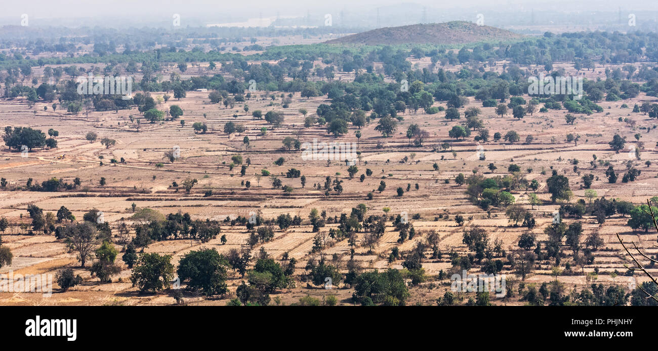 Top view or Aerial view of landscape village countryside and green ...