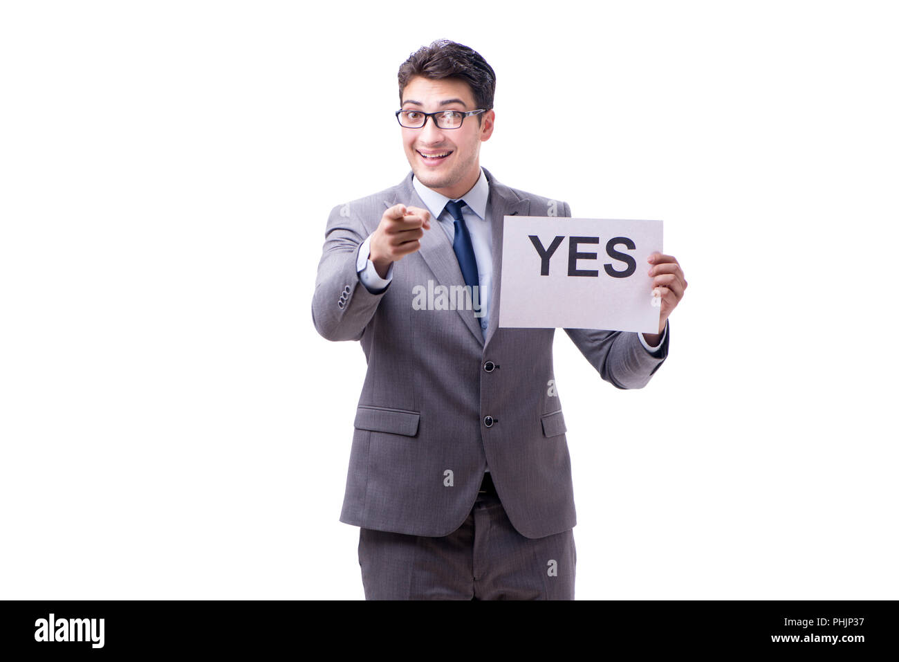 Businessman in positive yes answer isolated on white background Stock ...