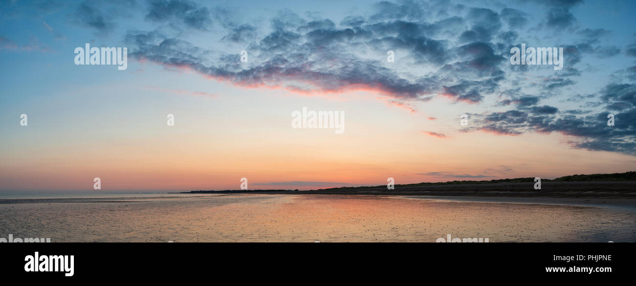 Beautiful colorful Summer sunset beach landscape with stunning sky and ...