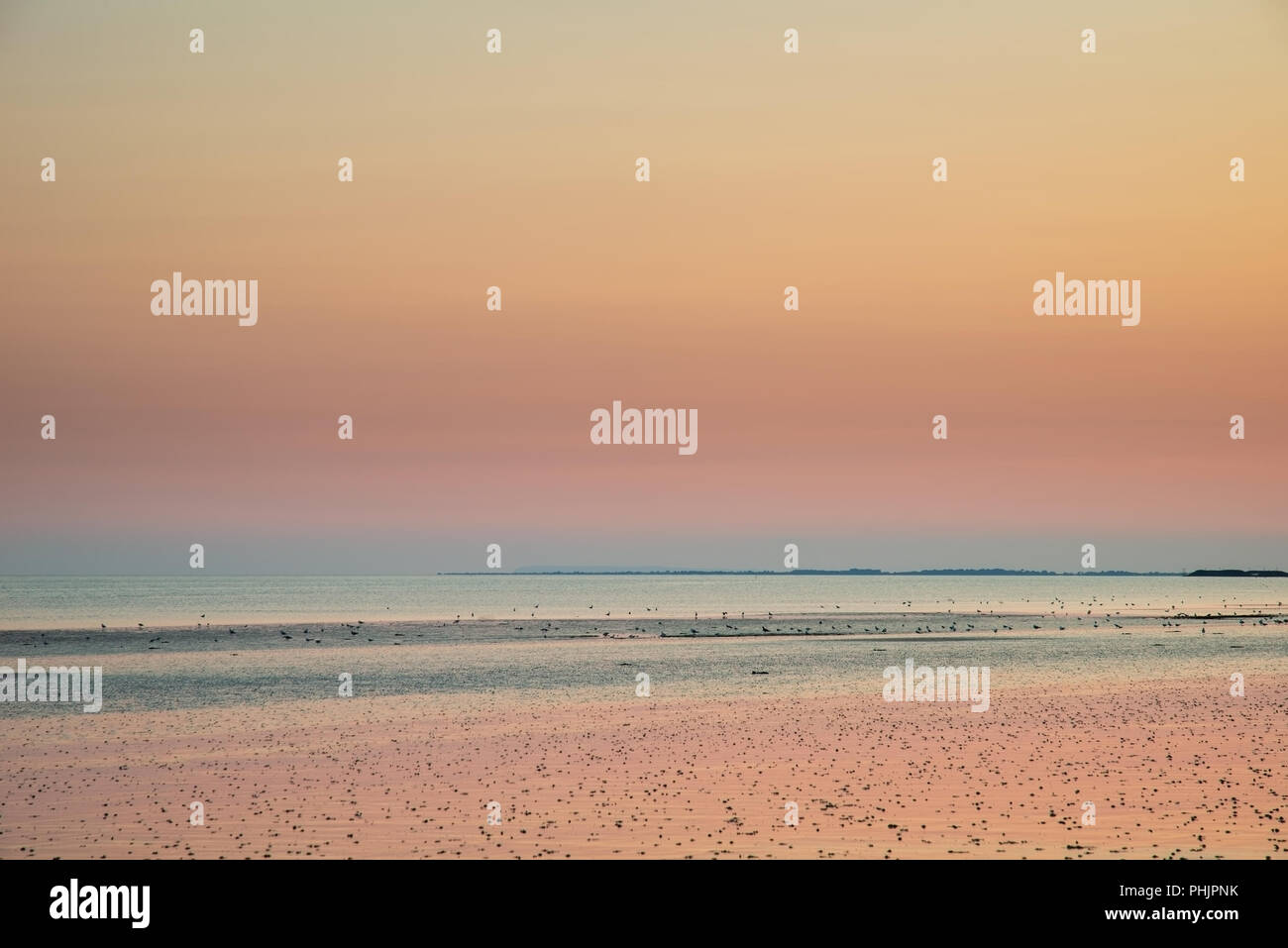 Beautiful colorful Summer sunset beach landscape with stunning sky and ...