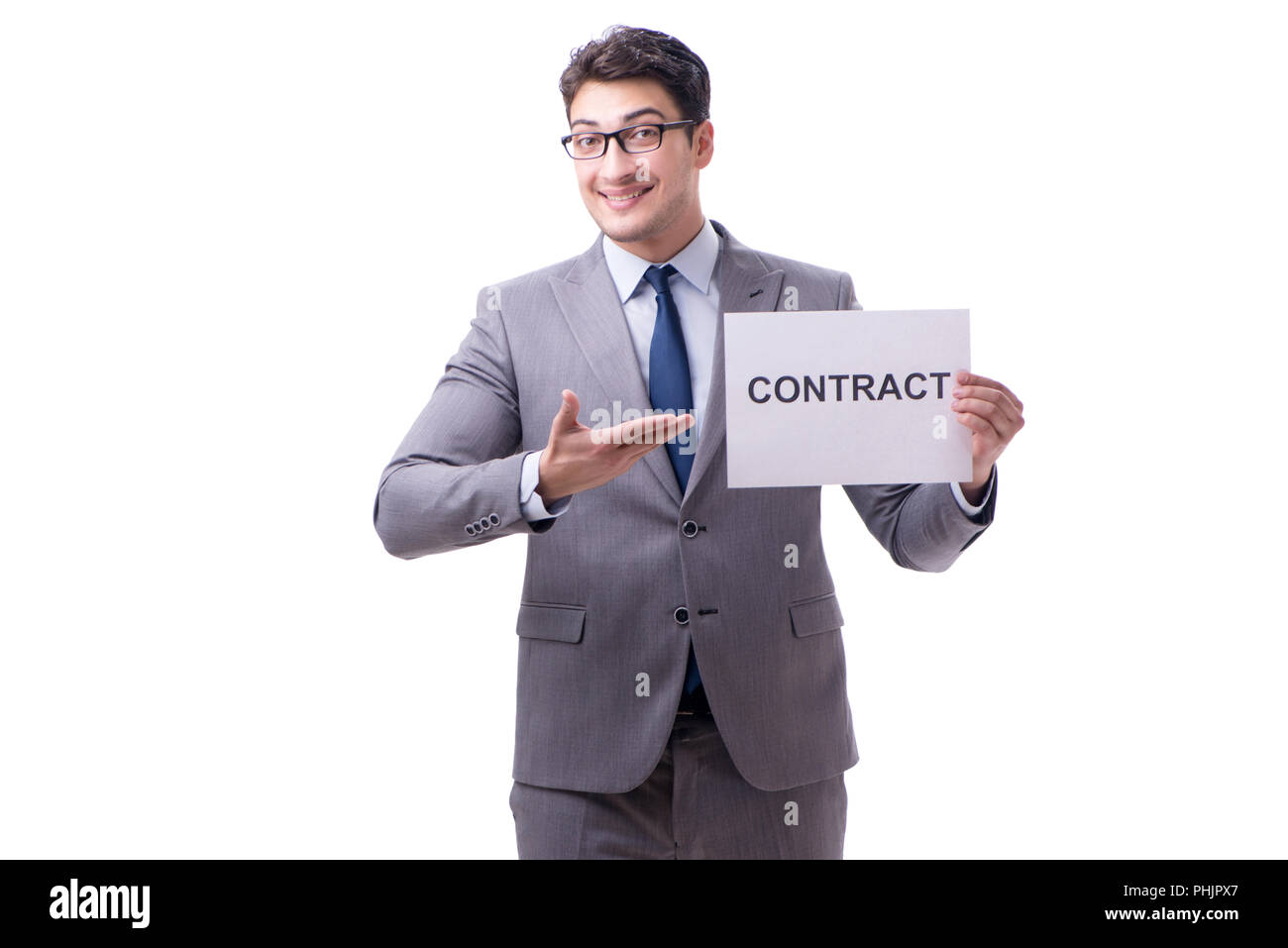 Businessman in employment contract concept isolated on white bac Stock ...