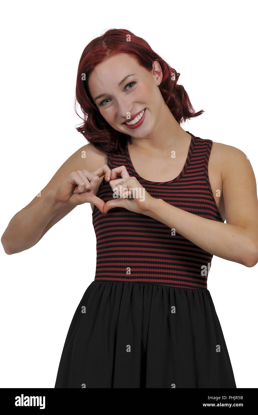 Hand woman making sign hi-res stock photography and images - Alamy