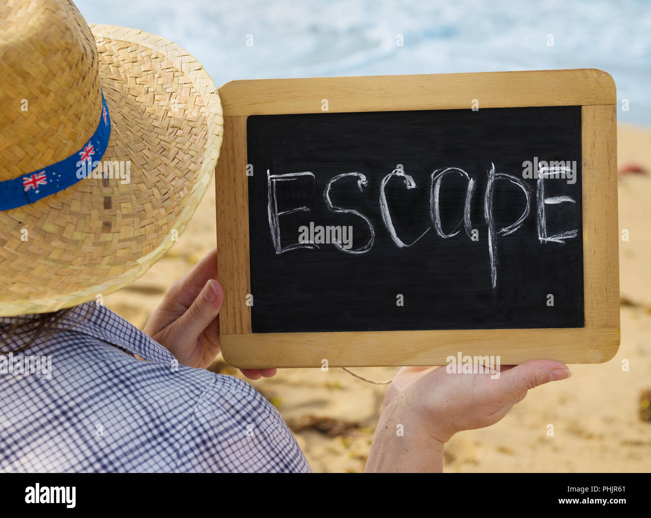 Escape message on the chalkboard Stock Photo - Alamy