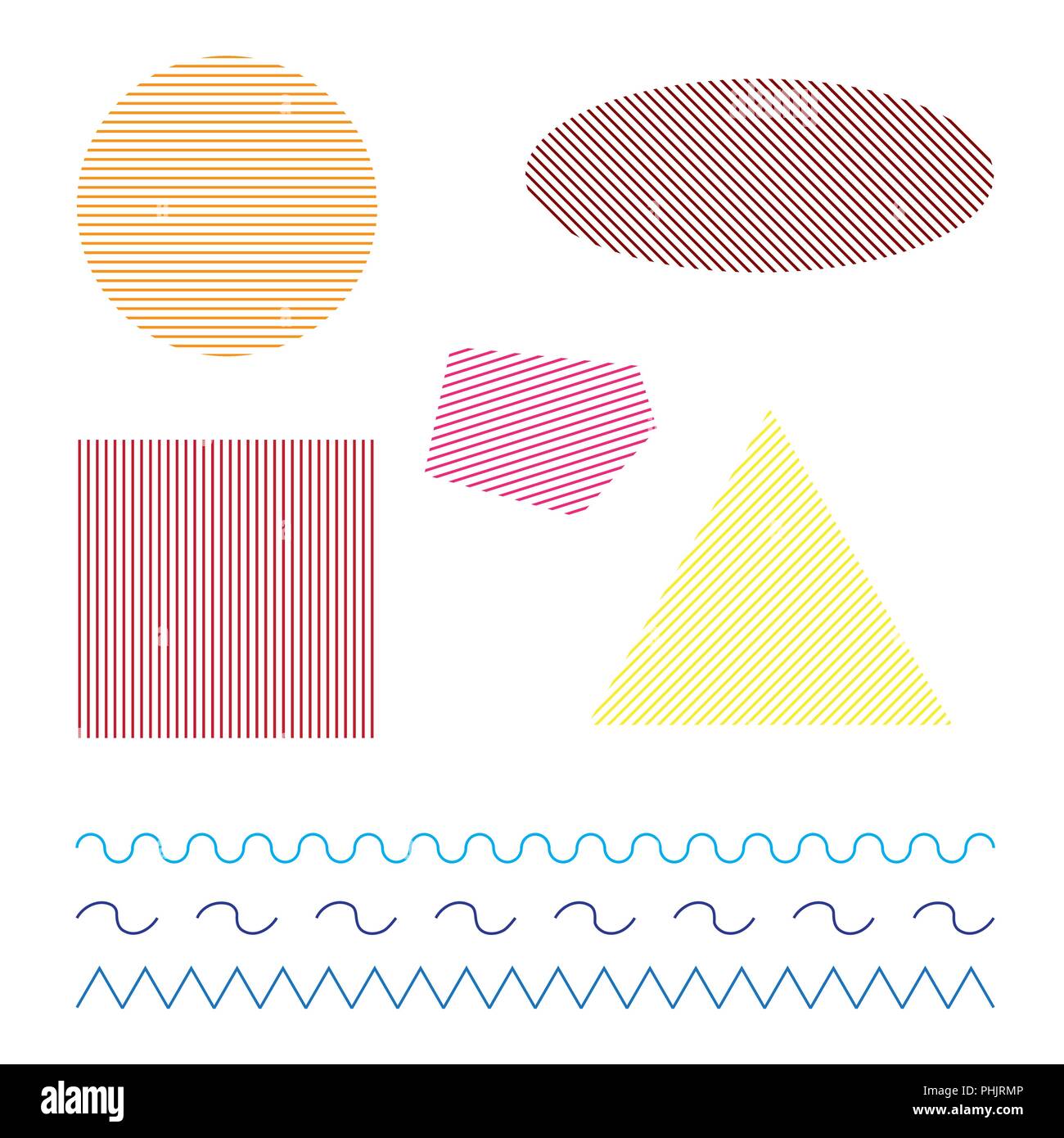 Colored simple geometric shapes on White Background. Vector ...