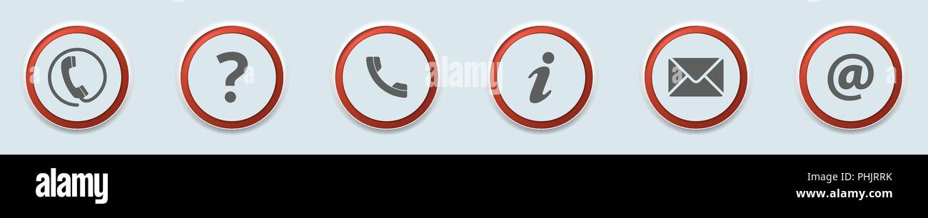 Contact Us Support Service Buttons illustration set Stock Vector Image ...