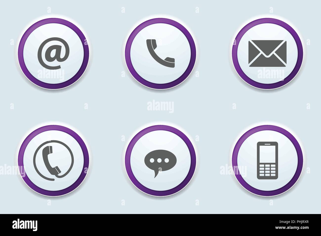 Contact buttons set email hi-res stock photography and images - Alamy