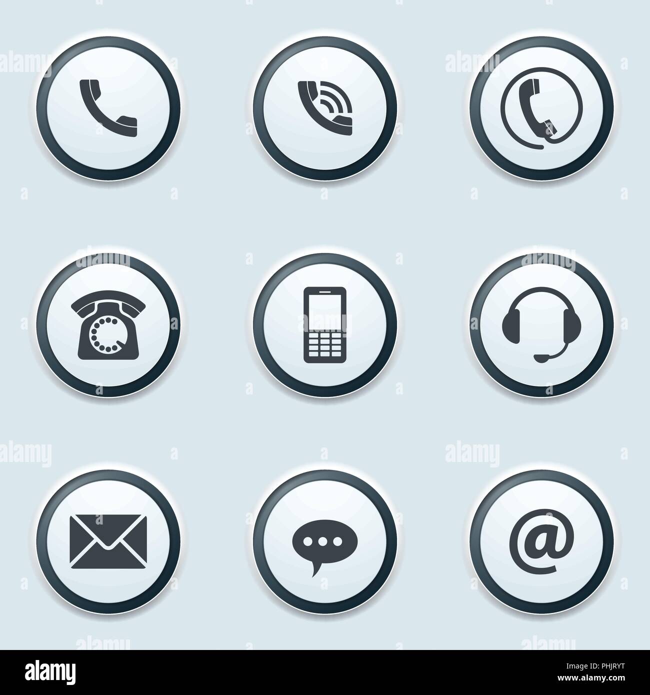 Contact Us Support Service Buttons illustration set Stock Vector Image ...