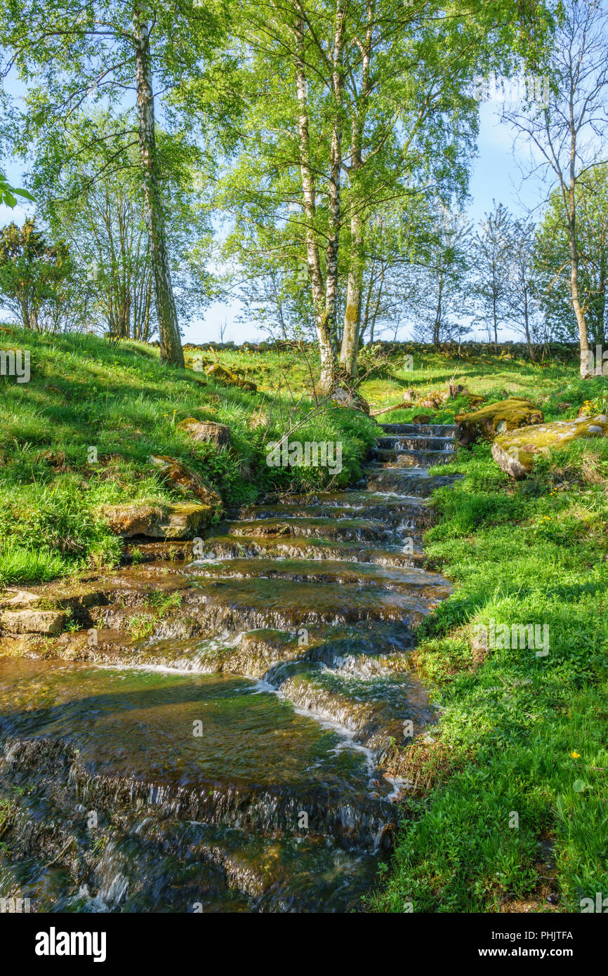 Idyllic beautiful summer landscape with a waterfall Stock Photo - Alamy