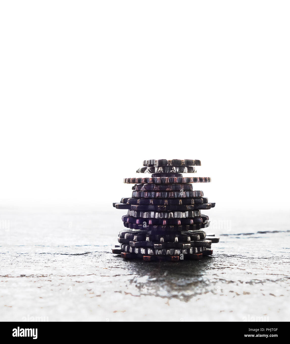 Gear stack on white Stock Photo - Alamy