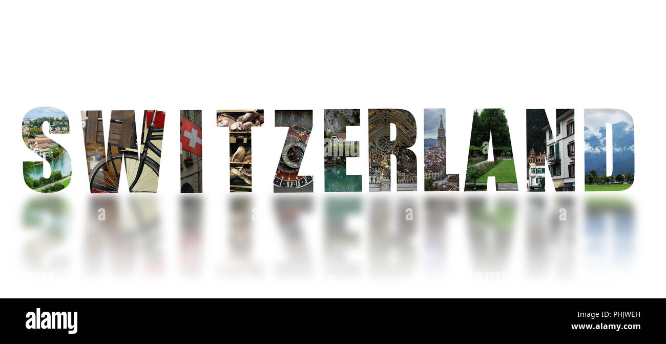 Switzerland collage on white background Stock Photo - Alamy