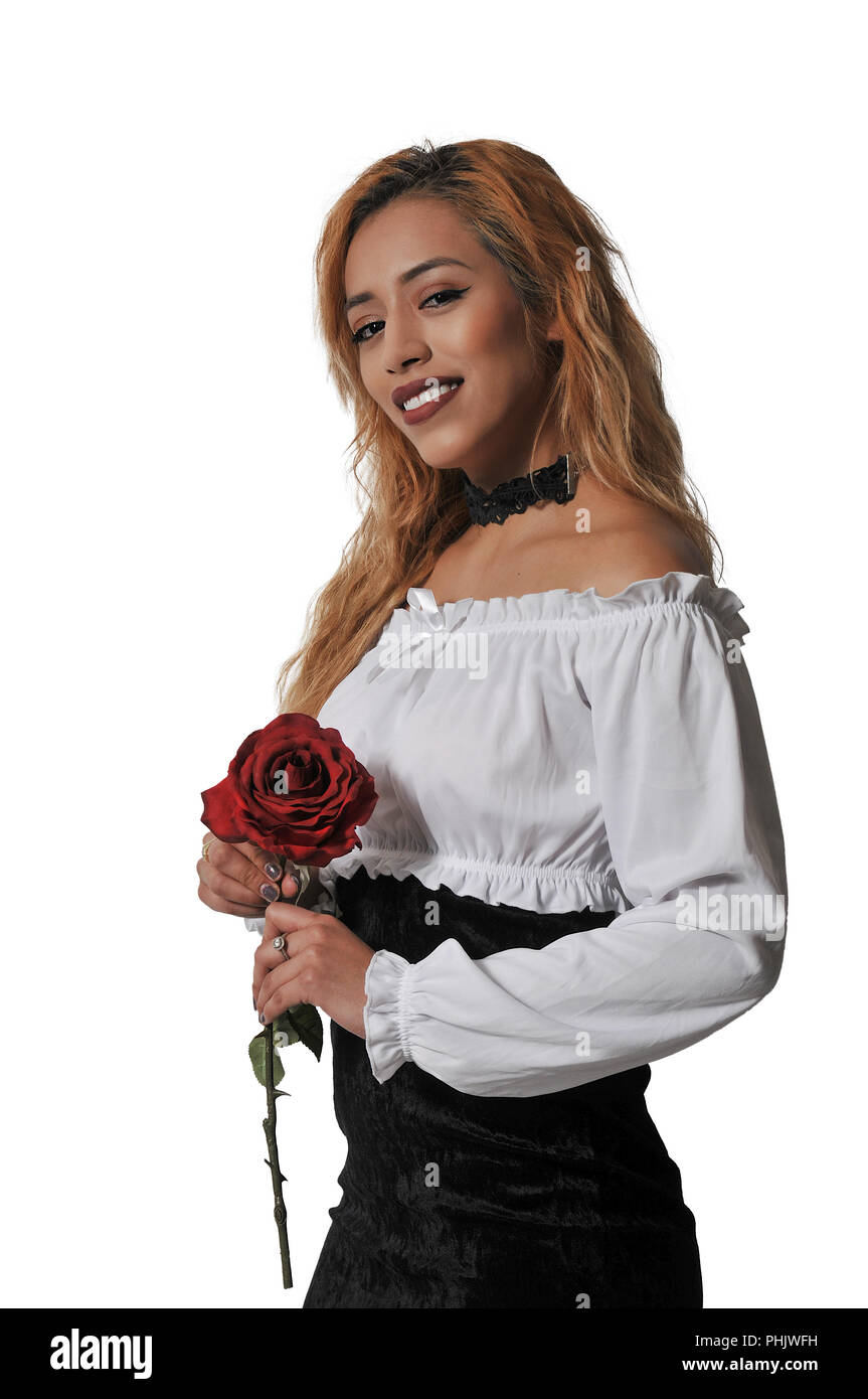 Woman Holding Rose Stock Photo - Alamy
