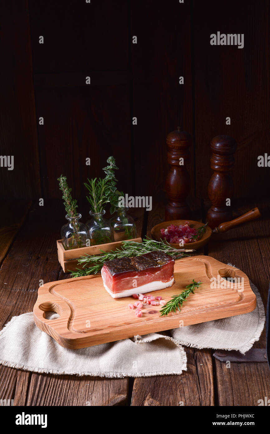 smoked South Tyrolean bacon Stock Photo - Alamy