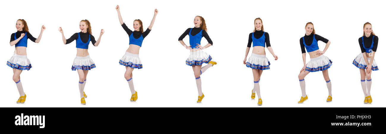 Cheerleader isolated on the white background Stock Photo - Alamy