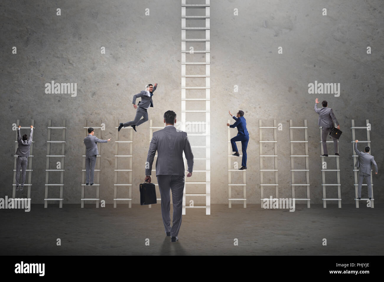 Competition concept with businessman beating competitors Stock Photo ...