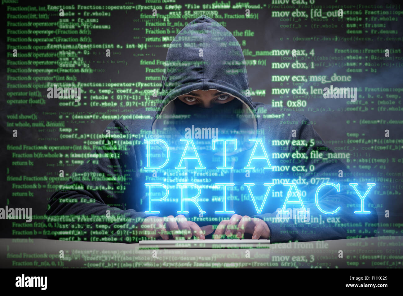 Data privacy concept with hacker stealing personal information Stock ...